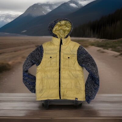 Airwalk Men's Hooded Puffer Jacket Size XL Khaki Black Vest Look ...