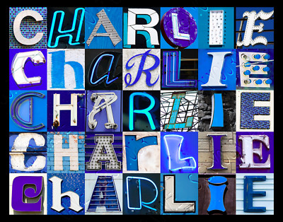 CHARLIE Name Poster featuring photos of actual BLUE sign letters | eBay