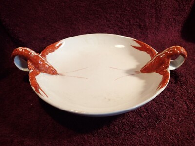 VINTAGE HANDPAINTED PORCELAIN TRAY PLATE w LOBSTERS ROESLER GERMANY ...