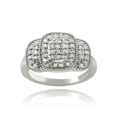 1/2ct Diamond Cluster Three Square Ring in Brass | eBay