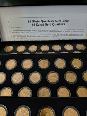 1999-2009 COMPLETE SET of ALL 56 Statehood U.S. Quarters 24K GOLD ...