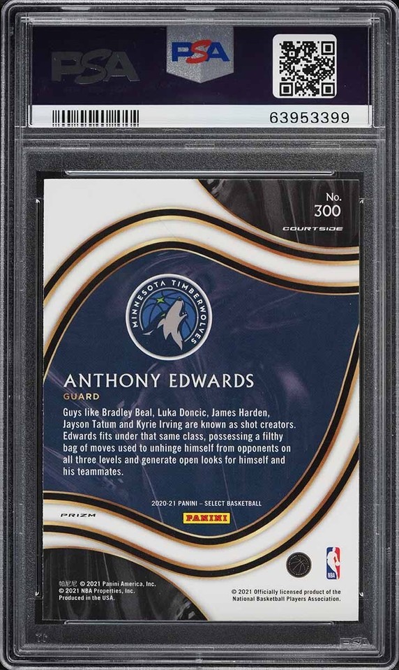 2020 Panini Select ANTHONY EDWARDS Elephant Prizm Rookie RC #300 PSA 10 ...