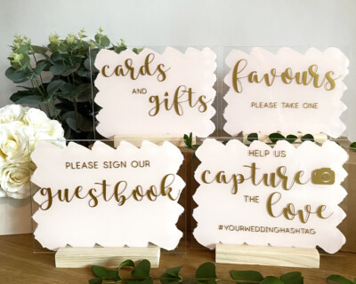 Wedding A5 Acrylic SIGNS 15cm x 20cm, cards gifts photography favours ...
