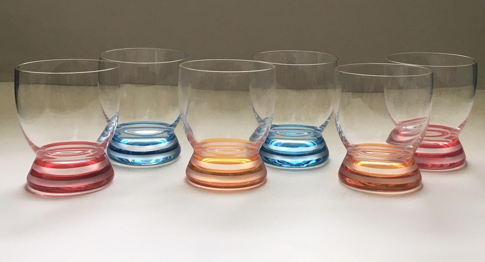 Vintage Swirl Art Glass Footed Rocks Glasses- Set Of 6 | eBay