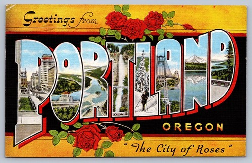 Postcard Portland Oregon Large Letter Linen 1949 | eBay