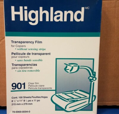 Lot of 100 Sheet Highland Brand Transparency Film Sheets for Copier 901 ...
