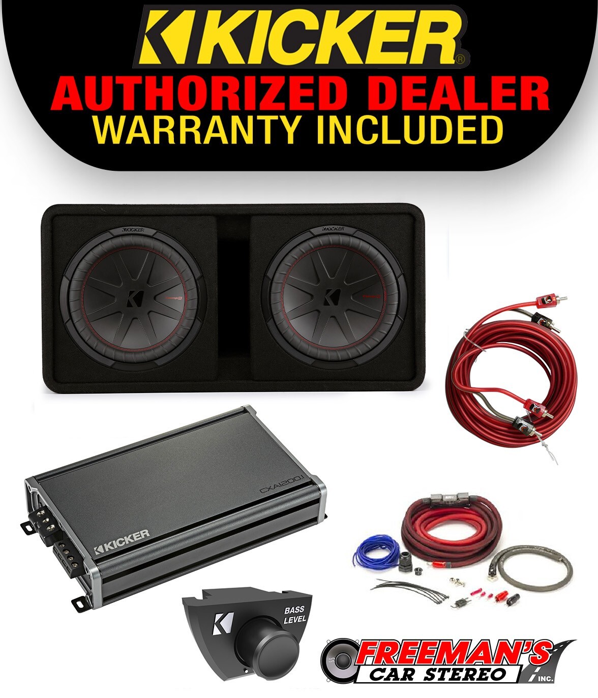 Kicker 48DCWR122 Amplifer and Subwoofer Bass Bundle with Install Kit | eBay