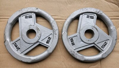 Pair of 25 lb Olympic Grip weight plates gym 50lbs total | eBay
