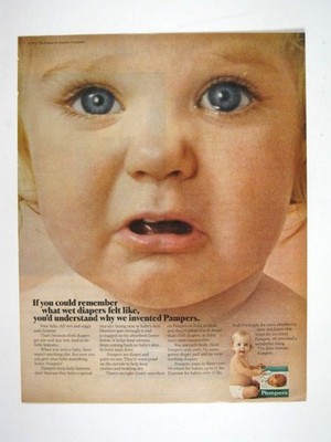 Pampers 1971 Baby Diaper Advertisement Tearful Infant Print AD Child | eBay