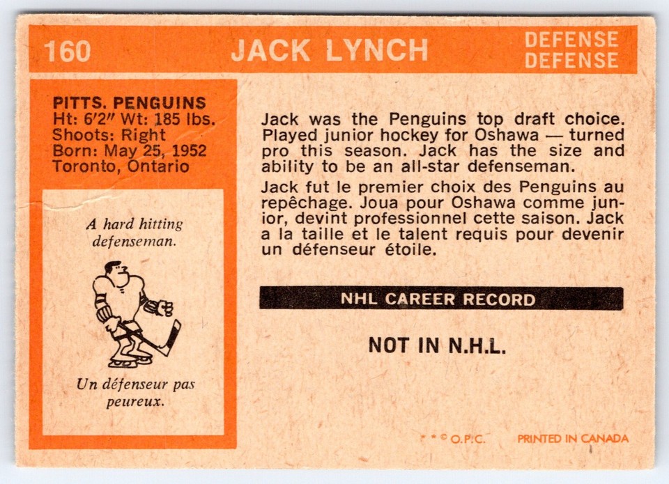 JACK LYNCH RC 1972-73 O-PEE-CHEE 72-73 NO 160 VGEX+ 58602 | eBay