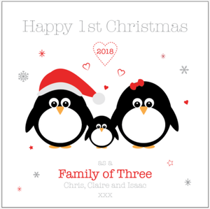 Personalised First 1st Christmas as a Family of 3, 4, 5 Card Any Name ...