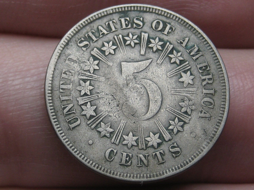 1867 Shield Nickel 5 Cent Piece- With Rays, VF/XF Details ...