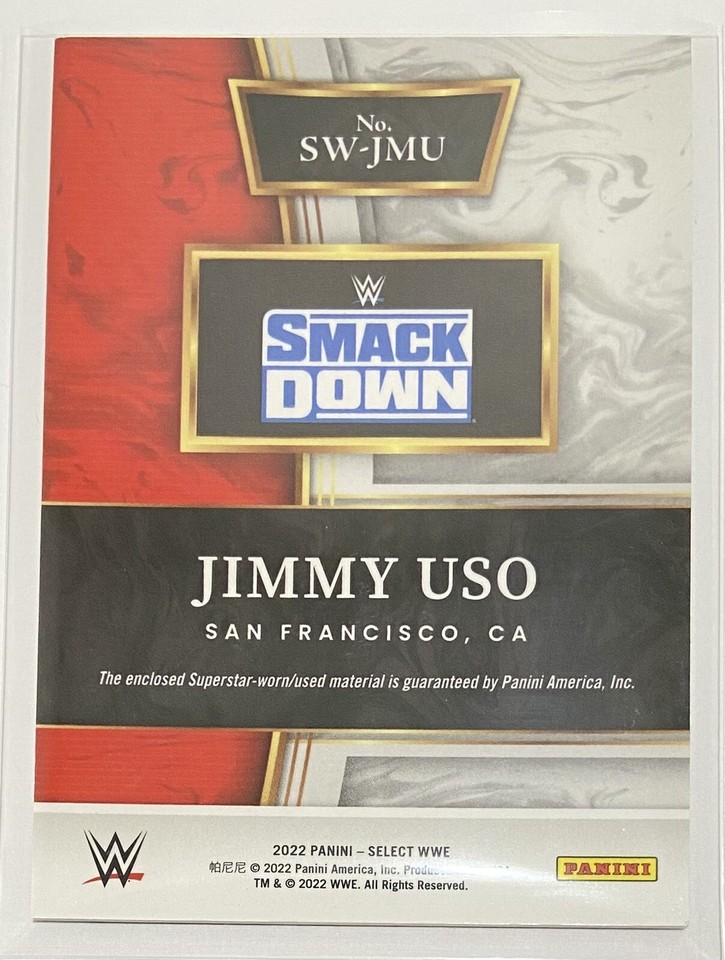2022 WWE Panini Select Superstar-Worn Material Relic Patch Jimmy Uso # ...