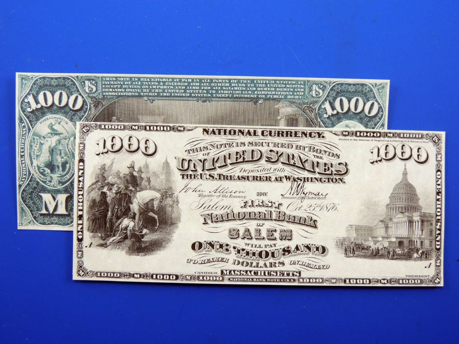 Reproduction $1000 1876 NBN US Paper Money Currency Copy From Proof | eBay
