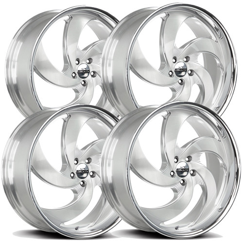 (Set of 4) Strada C05 Retro 5 20x8.5 5x5" +15mm Brushed/SSL Wheels Rims ...
