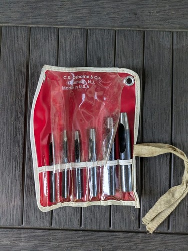 C.S. Osborne & Co 6 Leather Punch Set 2 4 6 9 12 & 14 1/8 5/32 3/16 1/4 ...