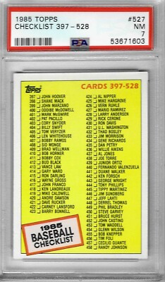 1985 Topps Baseball #527 Checklist 397-528 - PSA 7+++ | eBay