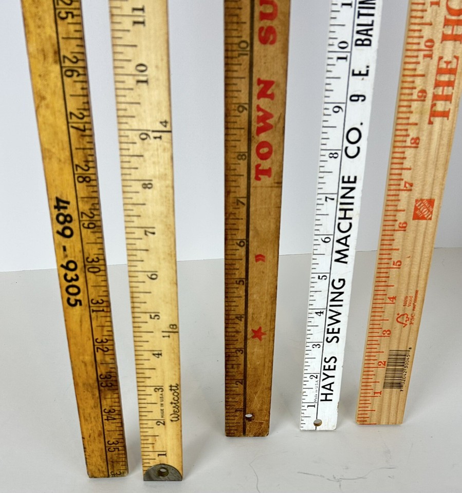 Yardstick Lot Of 5 Vintage Wooden Yardsticks. Please See Photos | eBay