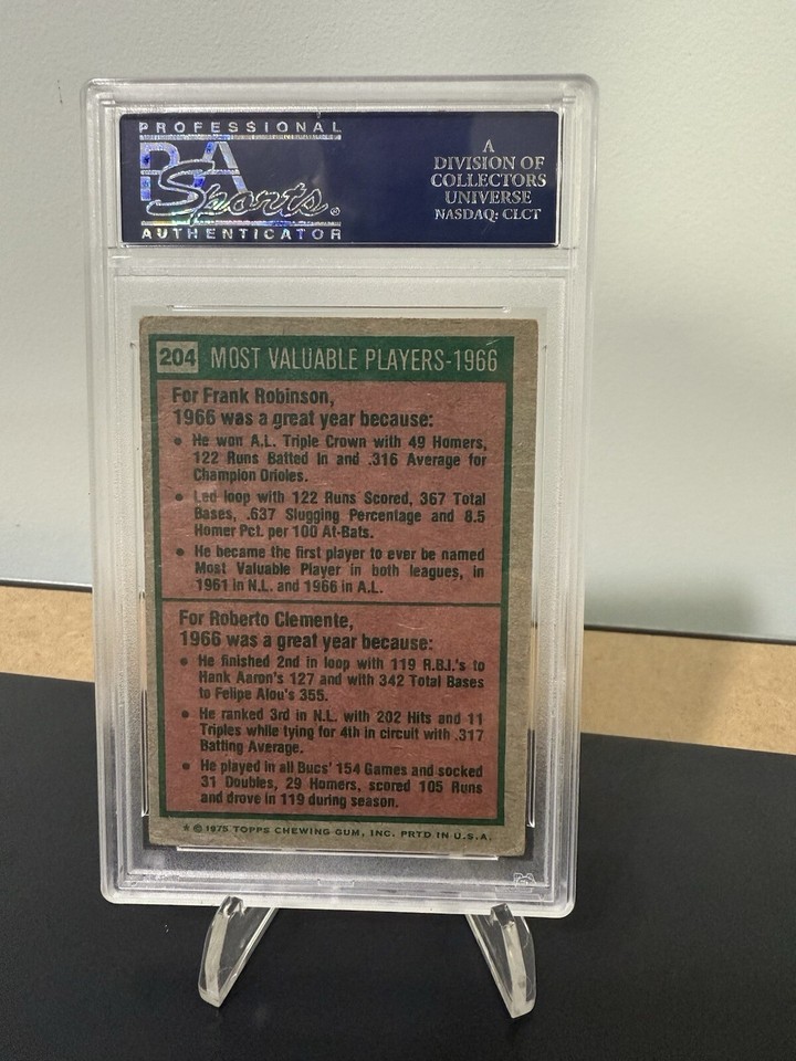 1975 Topps Mini #204 1966 MVP's Frank Robinson Roberto Clemente PSA 1.5 ...