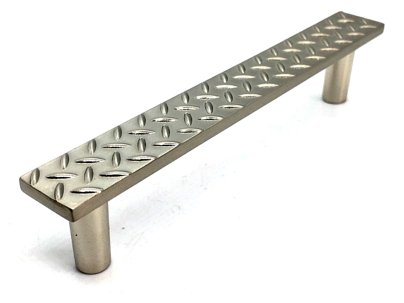 10 x CHECKER PLATE BAR HANDLES 96mm brushed nickel / chrome cupboard ...