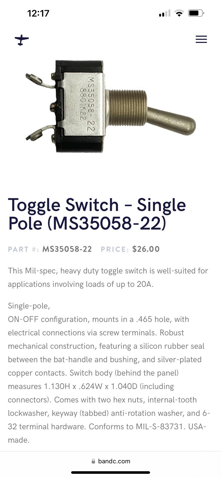 CUTLER HAMMER MS35058-22 Mil Spec SPST | Grelly USA