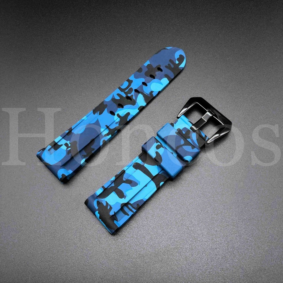 22mm 24mm 26mm Camo Rubber Silicone Watch Strap Camouflage w/ Pre-V ...