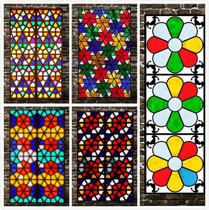 Self-adhesive Stained Glass Stickers Church Opaque Window Film Home ...