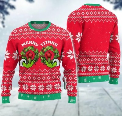 Funny Merry Titmas Ugly Sweater, Chest Christmas Winter Holiday Sweater ...