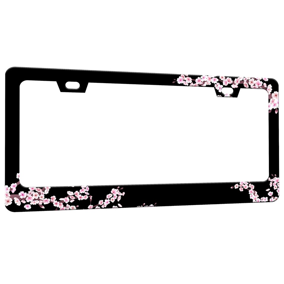 Cherry Blossoms License Plate Frame Beautiful Pink Flowers License ...