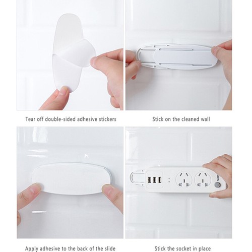 1/3/6pcs Wall-Mount Self-Stick Power Strip Holder Socket Cable Fixer R ...