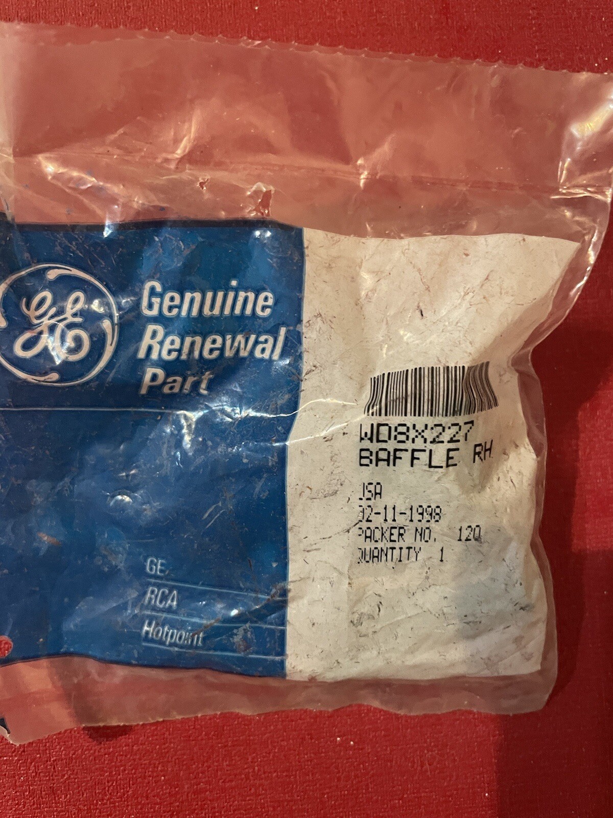 NOS GENUINE GE DISHWASHER BAFFLE RH WD8X227 | eBay