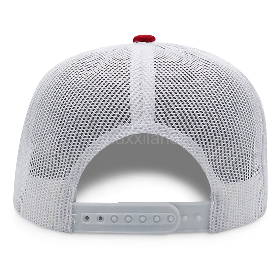 Men Snapback Hat Cotton Mesh Solid Flat Brim Style Baseball Cap Trucker ...