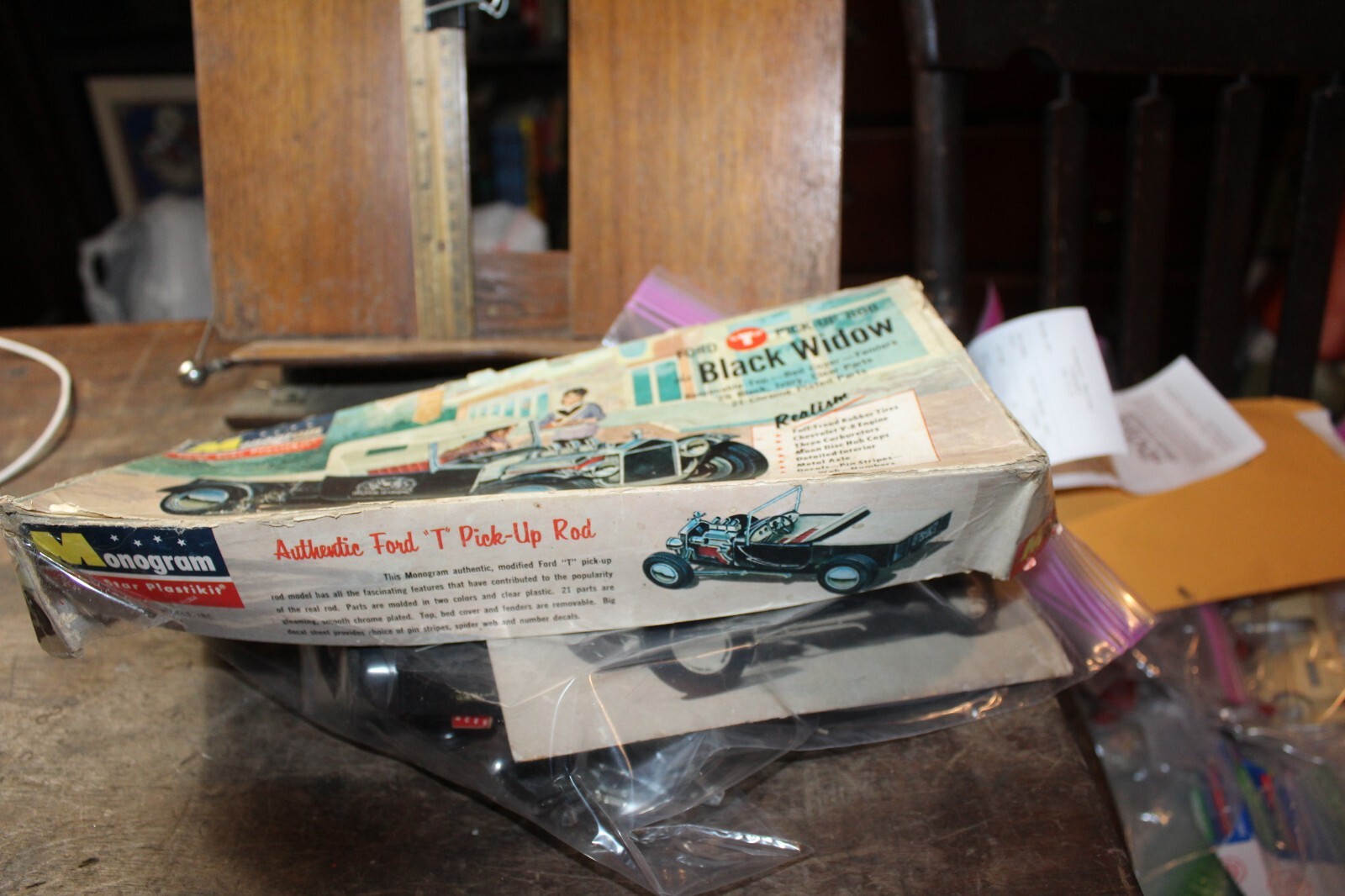 1960 Vintage Monogram Built Model Kit in Box Ford T-Pick Up Black Widow ...