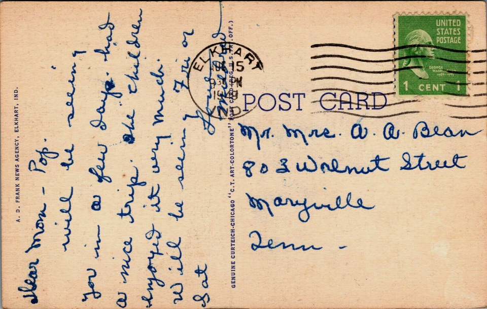 Postcard Elkhart Indiana Miles Laboratories Home Of Alka Seltzer Posted ...