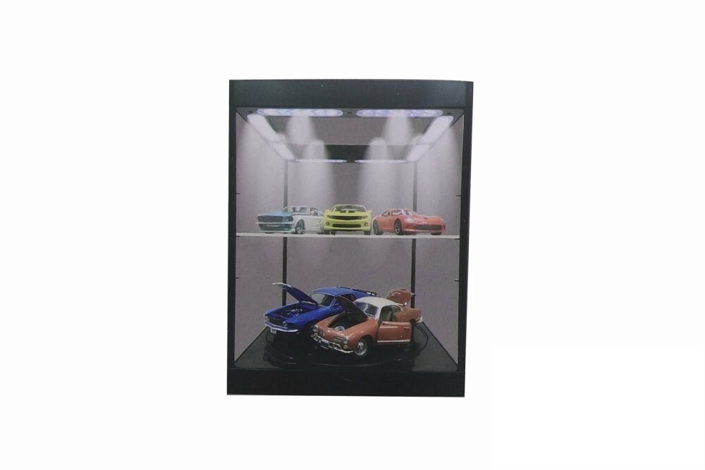 Car Display Case Acrylic LED Light 1/18 Model Diecast Rotary Table ...