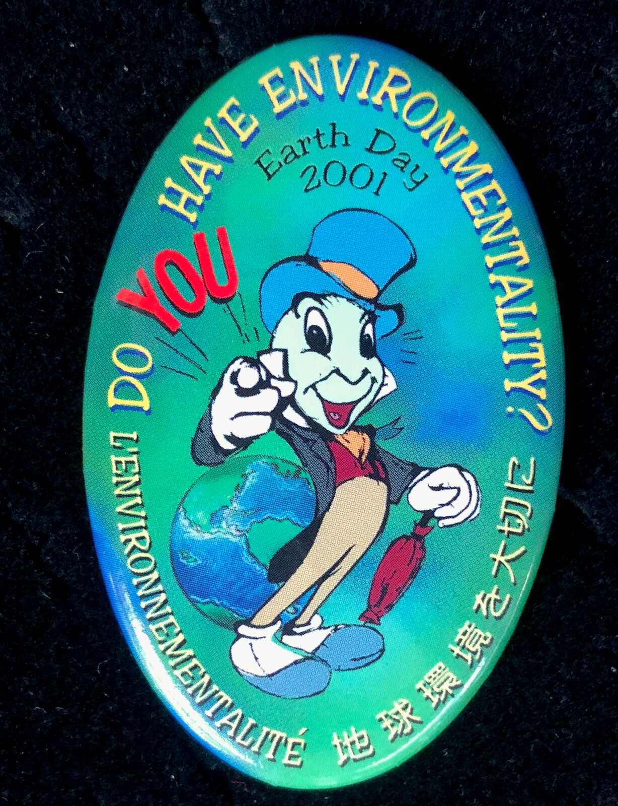 Disney Earth Day 2001 Environmentality Jiminy Cricket Cast Excl Button Pin 13593 | eBay