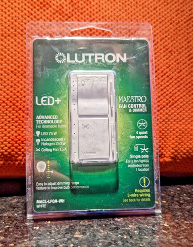 Lutron MACL-LFQH-WH Maestro Fan Control and Light Dimmer NEW ...