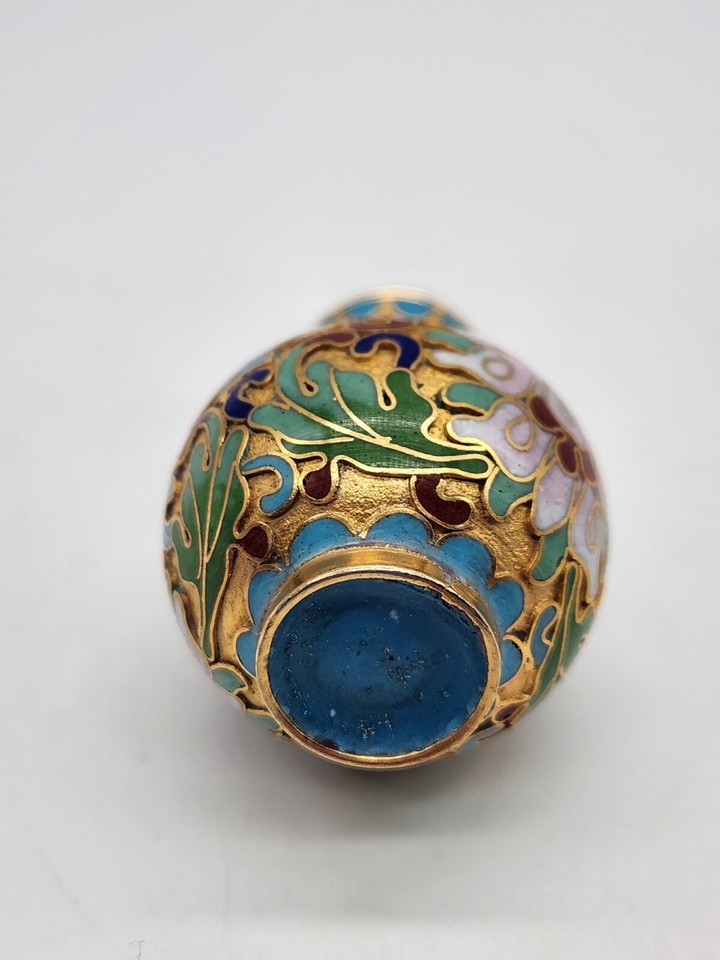 Vintage Miniature Cloisonne Enamel Bud Vase / Small Cloisonne Vase / 2 ...
