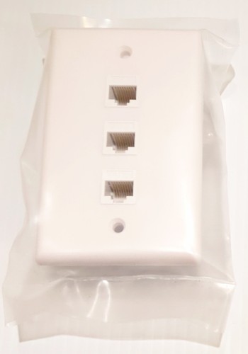 Lot of 7 Ethernet Wall Plate 3 Port w Cat6 Keystones Female to Female ...