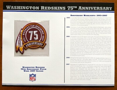 WASHINGTON REDSKINS 75th ANNIVERSARY NFL PATCH STAT CARD Willabee Ward ...