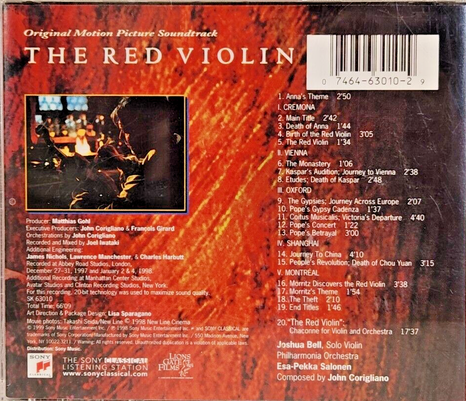 CORIGLIANO: THE RED VIOLIN - Joshua Bell, Philharmonia, Esa-Pekka ...