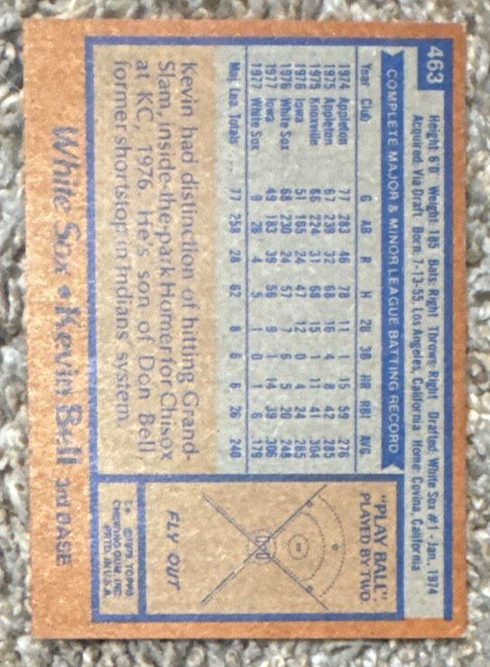 1978 Topps KEVIN BELL Autographed Baseball Card #463 WHITE SOX | eBay