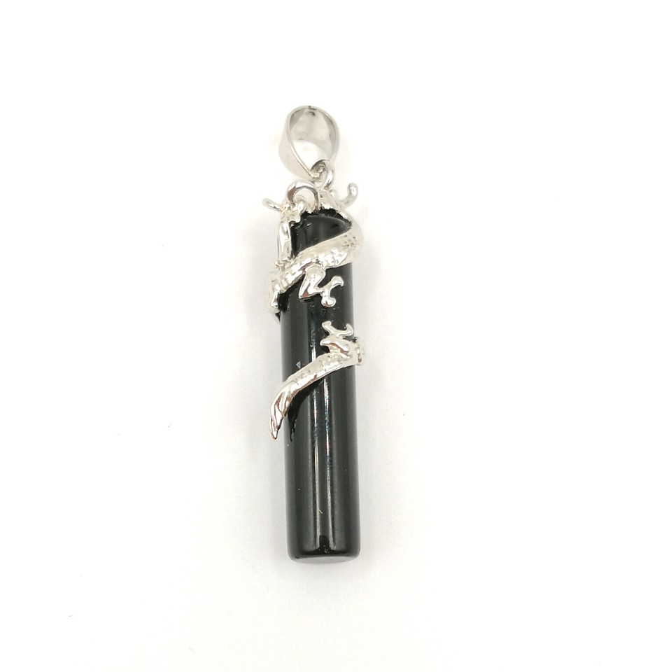 Multicolor Green Purple Jade Agate Dragon Pillar Column 18KGP Pendant ...