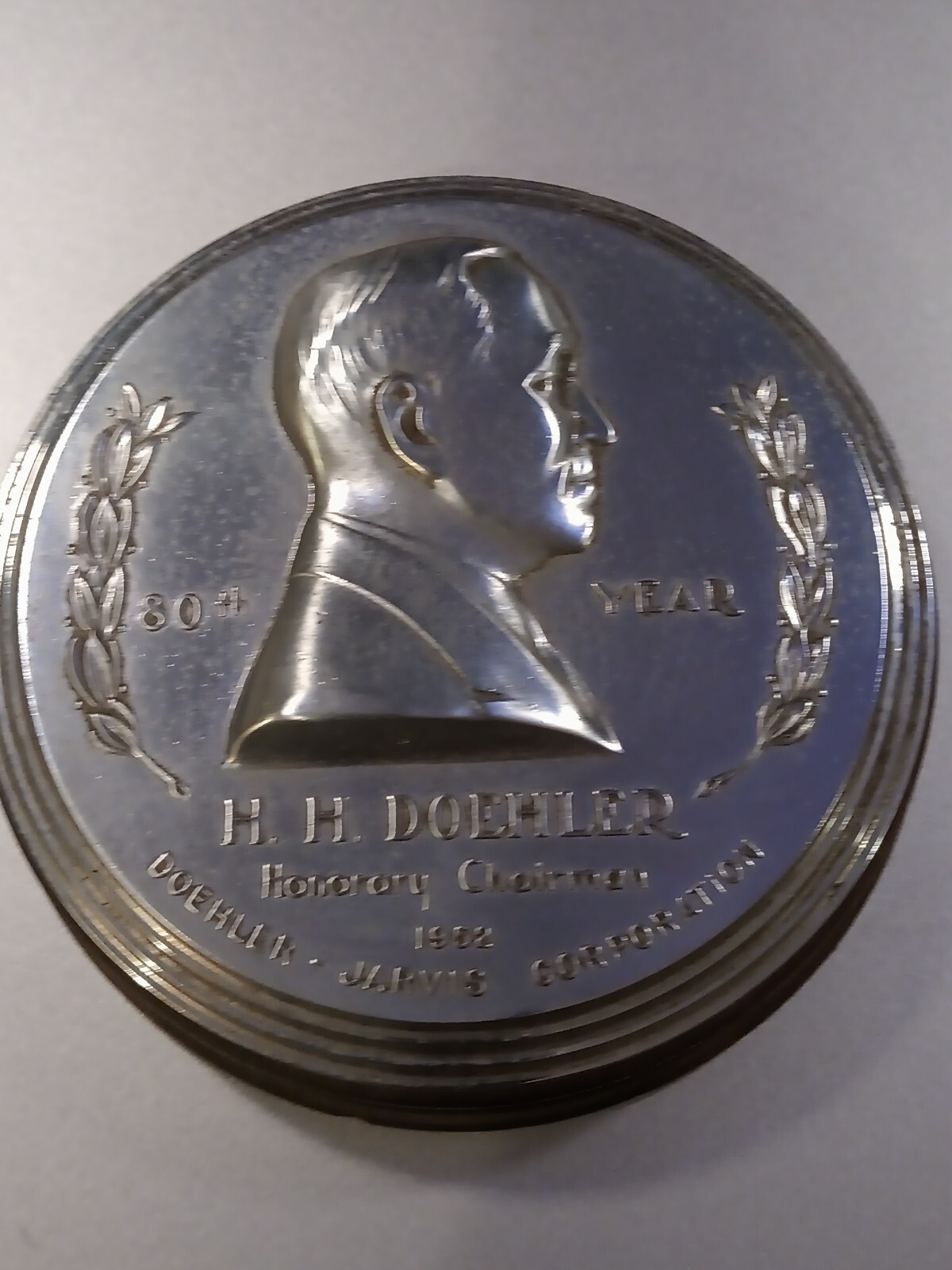 Doehler Jarvis H. H. Doehler Honorary Chairman 1952 Desk Plaque Coin ...