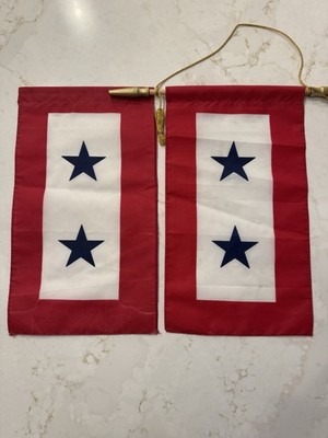 Two Blue Star Service Military Double Sided Flag 8"x14" Window Hanging ...