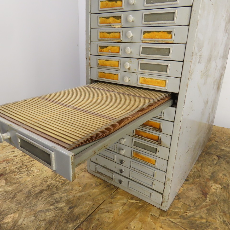 Datavue Vintage 18 Drawer Flat File Blueprint Plans Map File Cabinet ...