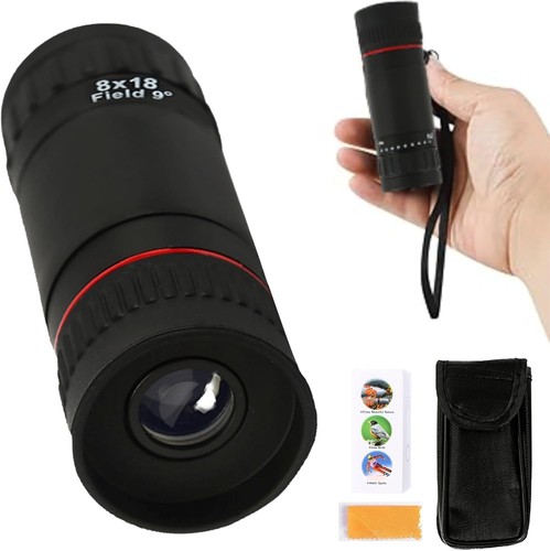 8x18 Mini Monocular Telescope HD Pocket Scope Low Light Vision Camping ...