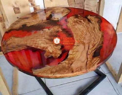 Red Resin Table, Wooden Epoxy Table Top in Red Resin Table for Head ...