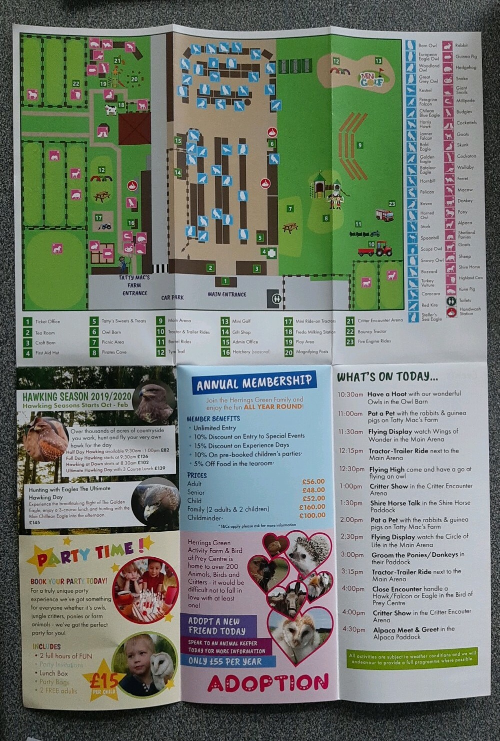 Herrings Green Activity Farm Leaflet / Flyer - Birds Of Prey Centre ...