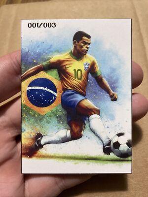 Pele Soccer W/ Brazil Flag BG Sketch Print Custom /3 Trading Card ...